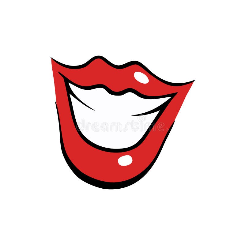 Smiling Female Mouth with Red Lips Stock Illustration - Illustration of ...