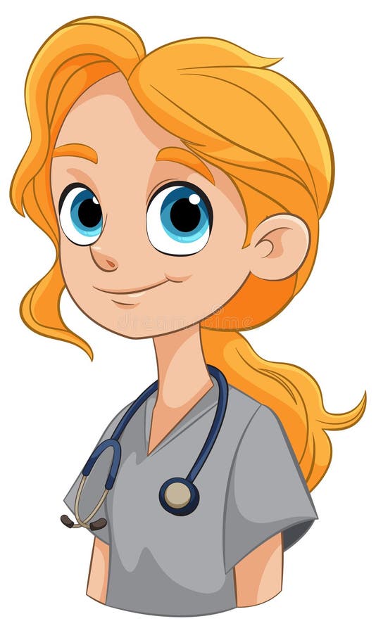A Smiling Female Nurse with Stethoscope Stock Vector - Illustration of ...