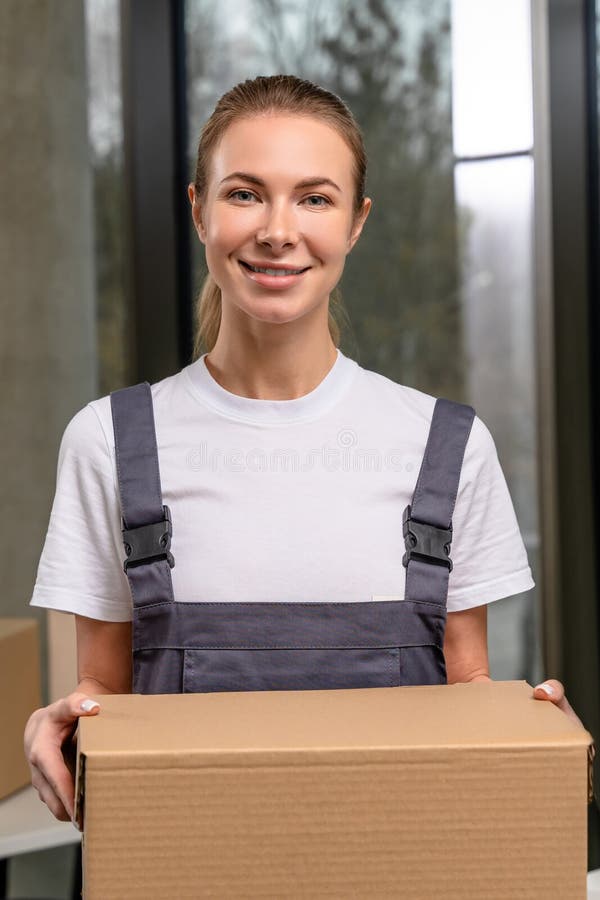 Smiling Female Packaging Center Worker Parcel Hands Stock Photos - Free ...