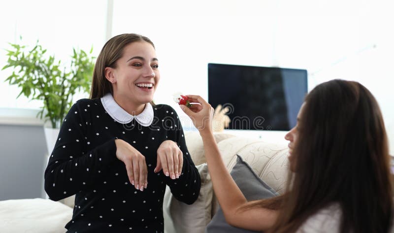 Smiling Female in Rabbit Pose Stock Image - Image of juicy, indoor ...