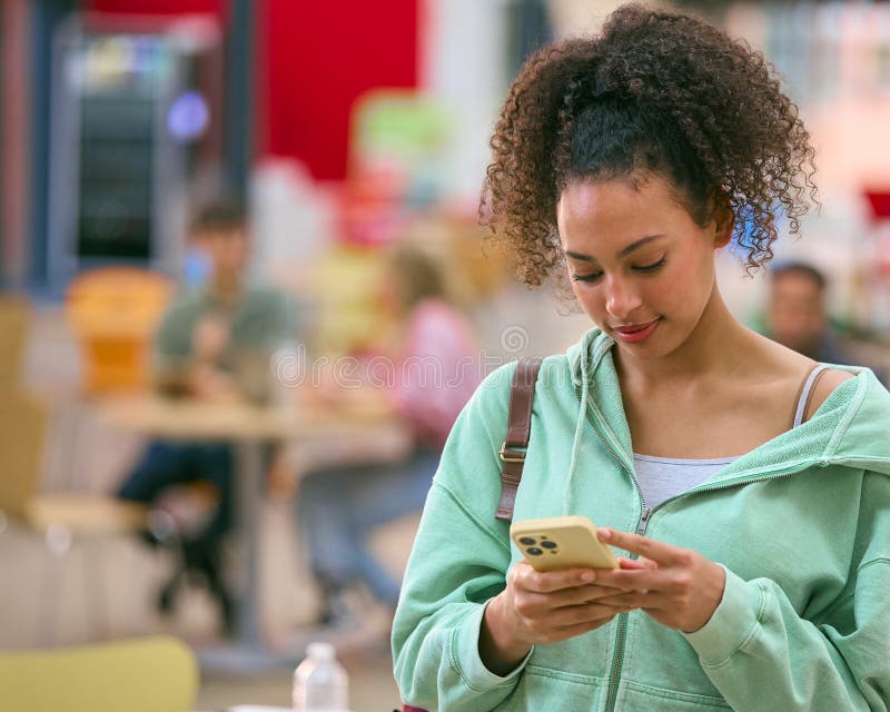 Smiling Female University Student Standing Inside College Building ...