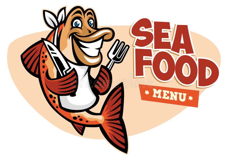 Smiling Fish Seafood Restaurant Mascot Stock Vector - Illustration of ...