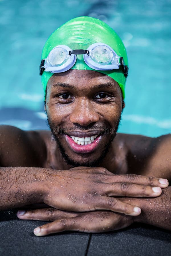 Smiling Fit Man in the Swimming Pool Stock Photo - Image of portrait ...