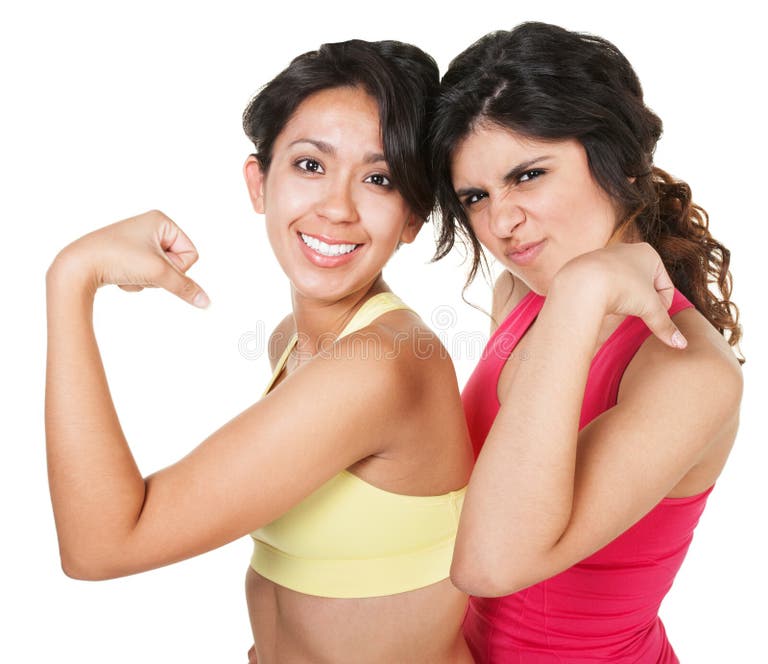 Smiling Fit Women Flexing stock photo. Image of happy - 29465712