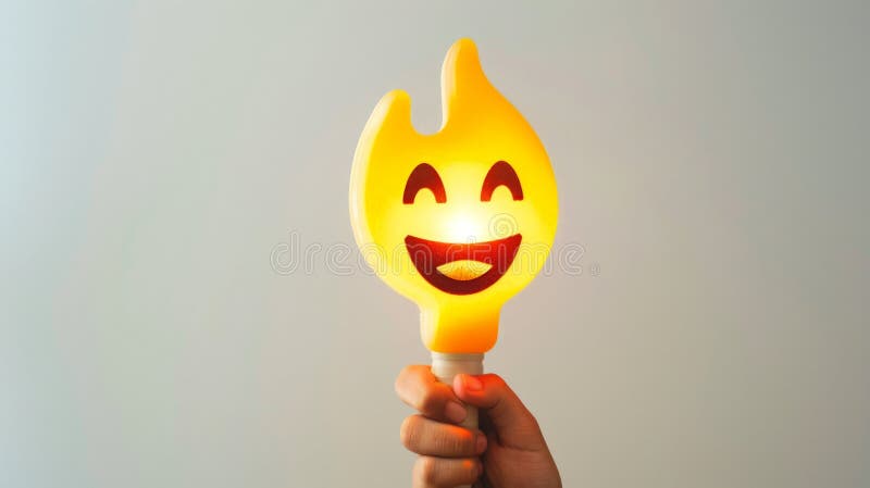 Smiling Flame Emoji Light stock illustration. Illustration of cheerful ...