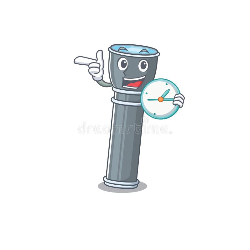 Smiling Flashlight Scroll Cartoon Character Style with Clock Stock ...