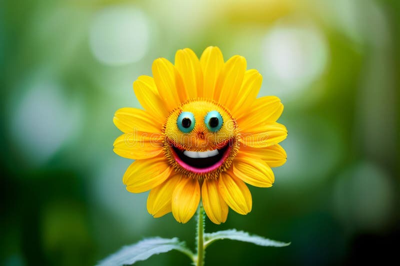 Smiling Flower a Single Flower with a Happy Face in the Center Stock ...