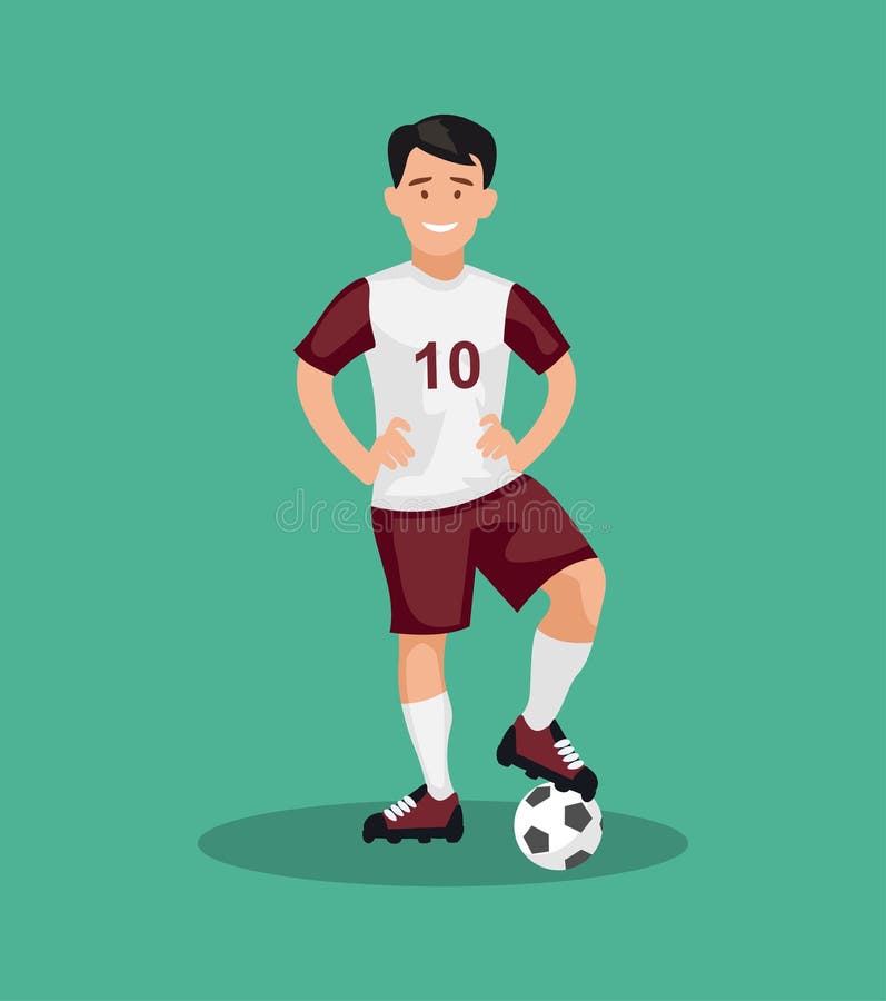 Smiling Football Player Standing with a Ball. Vector Illustration Stock ...