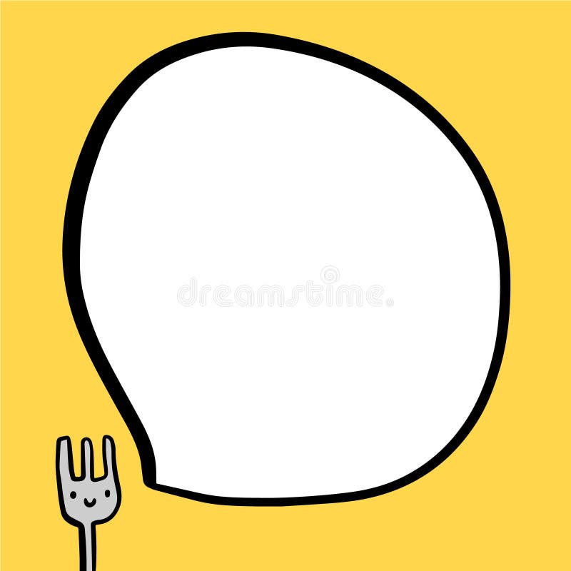 Smiling Fork Hand Drawn Illustration with Speech Bubble Hand Drawn ...