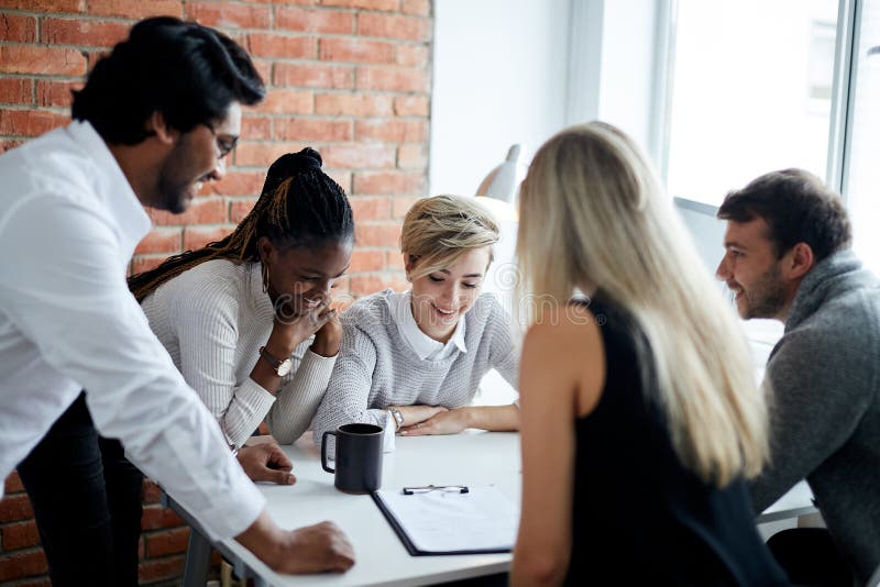 Smiling Freelancer in the Loft Office Stock Photo - Image of casual ...