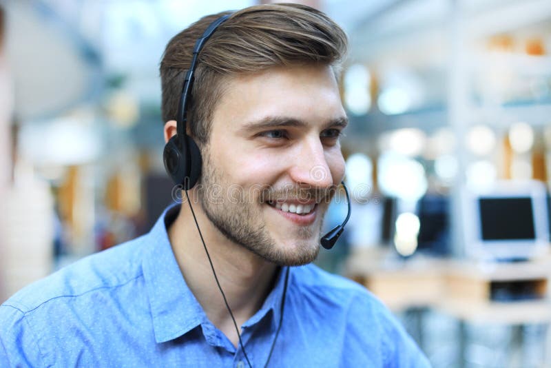 Smiling Friendly Handsome Young Male Call Centre Operator. Stock Image ...