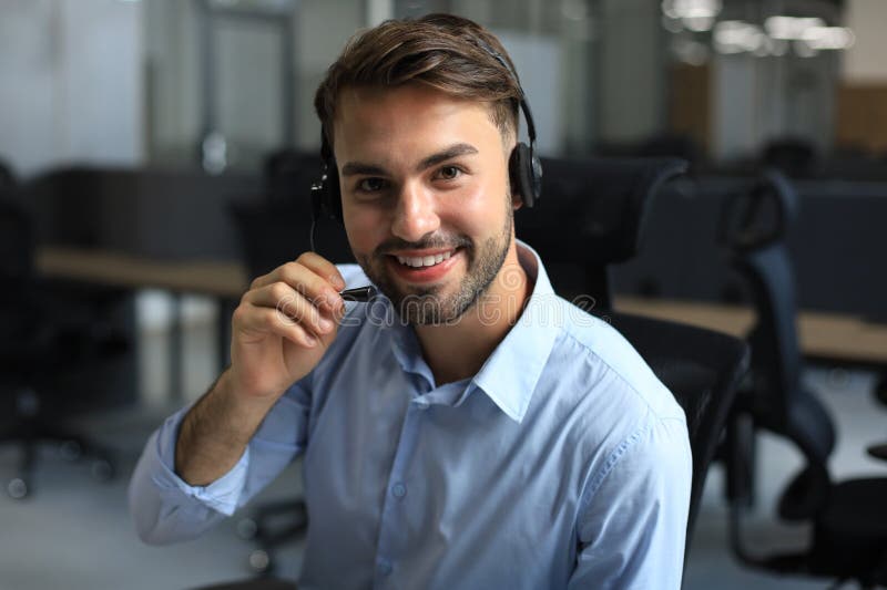 Smiling Friendly Handsome Young Male Call Centre Operator Stock Image ...
