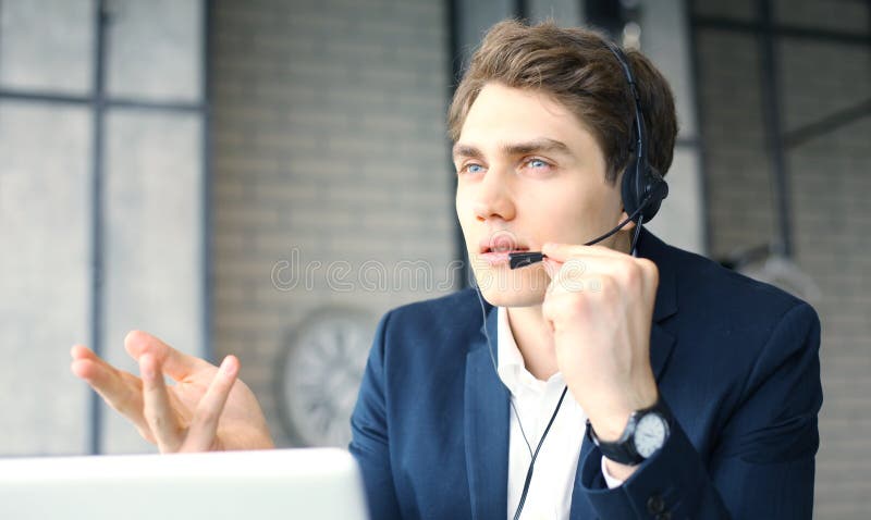 Smiling Friendly Handsome Young Male Call Centre Operator. Stock Photo ...