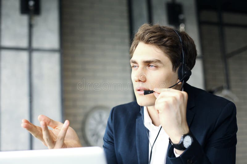 Smiling Friendly Handsome Young Male Call Centre Operator. Stock Image ...