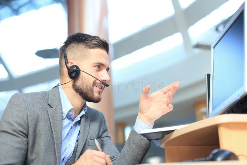 Smiling Friendly Handsome Young Male Call Centre Operator Stock Image ...
