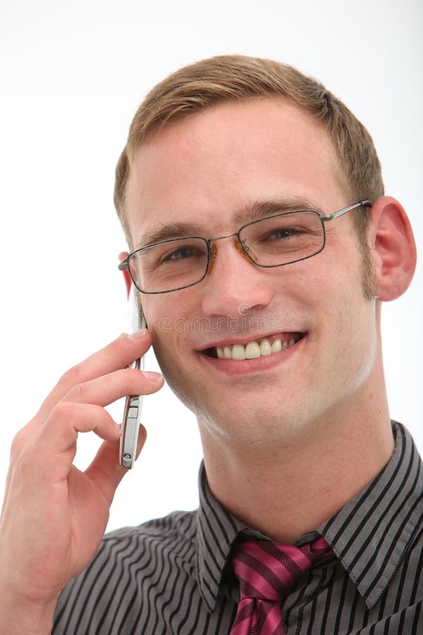 Smiling Friendly Man on Mobile Phone Stock Photo - Image of businessman ...