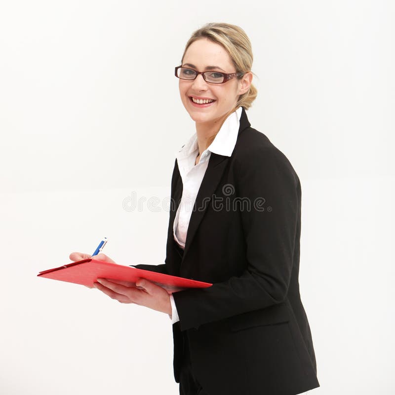 Smiling Friendly Secretary or Assistant Stock Image - Image of standing ...