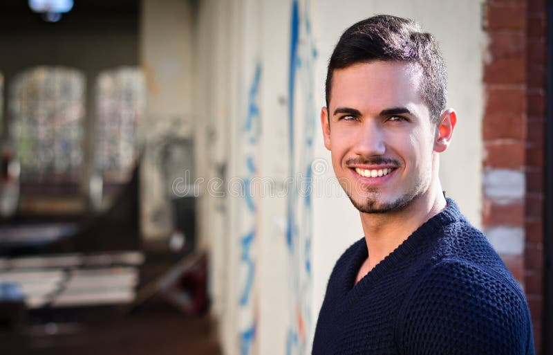 Smiling, Friendly Young Man Looking at Camera, Large Copyspace Stock ...