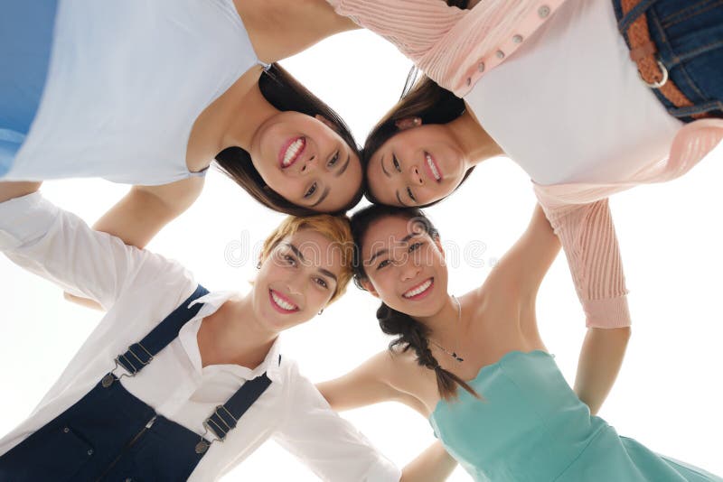 Smiling friends in circle stock image. Image of ethnic - 51027561