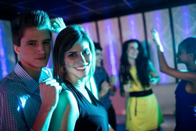 Smiling Friends Dancing on Dance Floor Stock Image - Image of clubbing ...