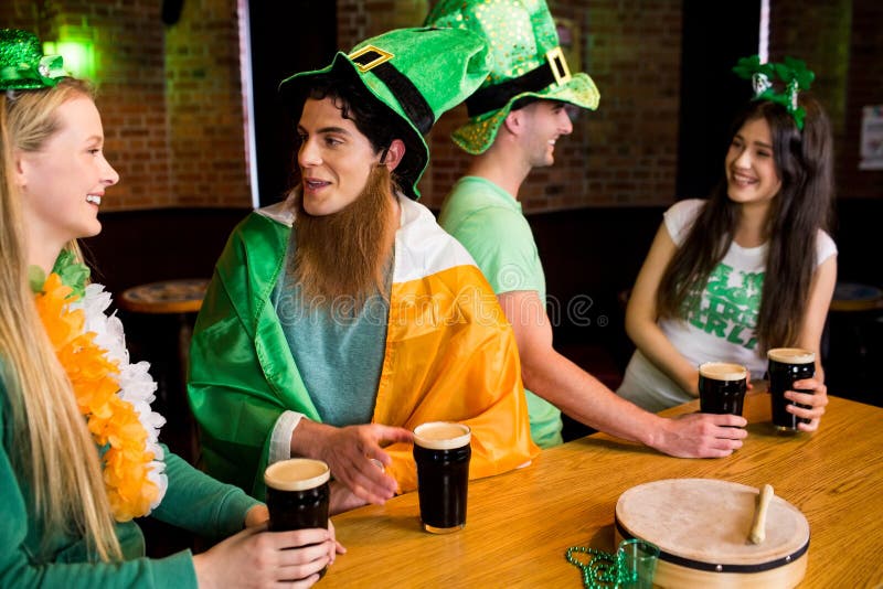 Smiling Friends with Irish Accessory Stock Image - Image of excitement ...