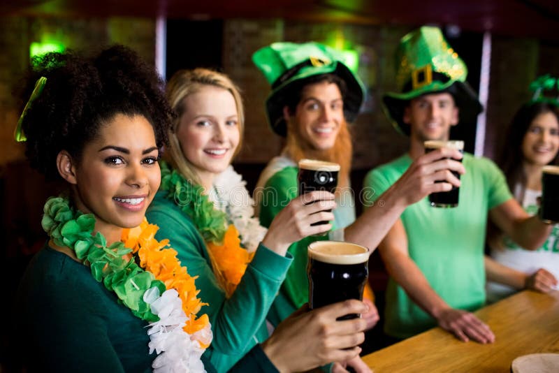 Smiling Friends with Irish Accessory Stock Image - Image of celebration ...