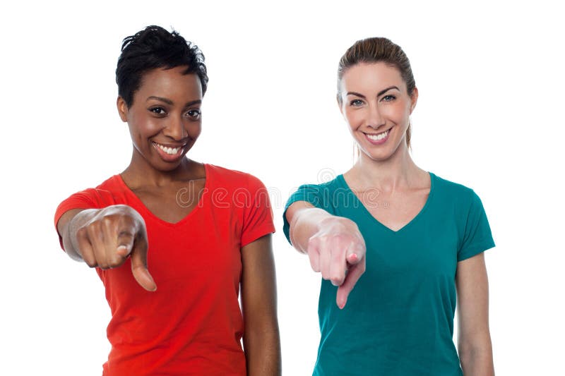 Smiling Friends Pointing To You Stock Image - Image of caucasian ...