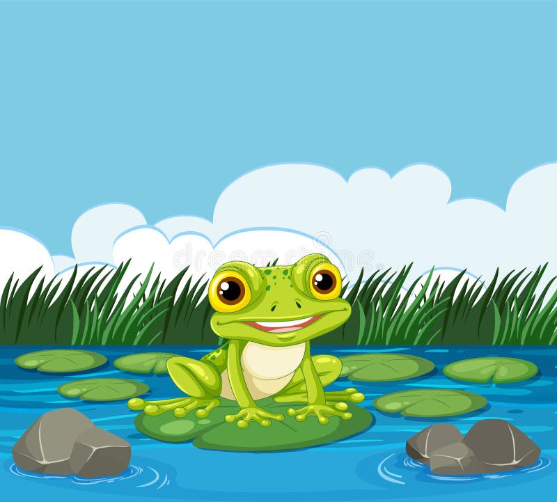 Smiling frog sitting stock illustration. Illustration of happy - 332061692
