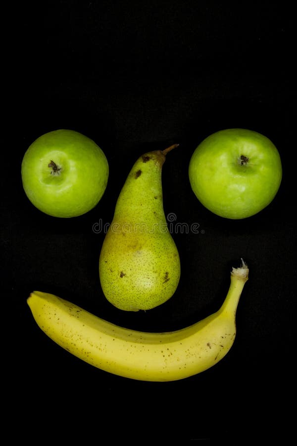 Smiling Fruit Face with Apple Eyes Stock Image - Image of concept ...