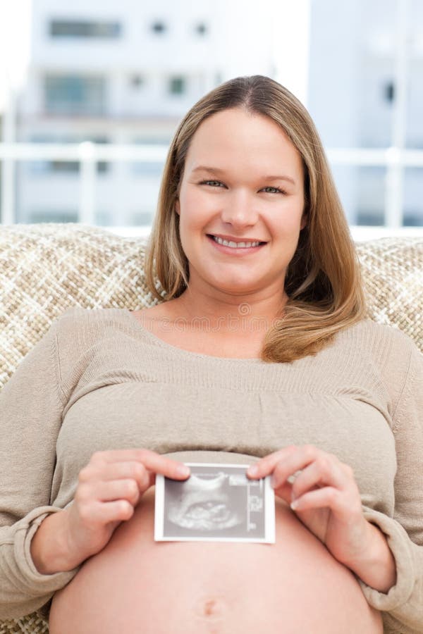 Smiling Future Mom Showing an Sonogramm Stock Image - Image of ...