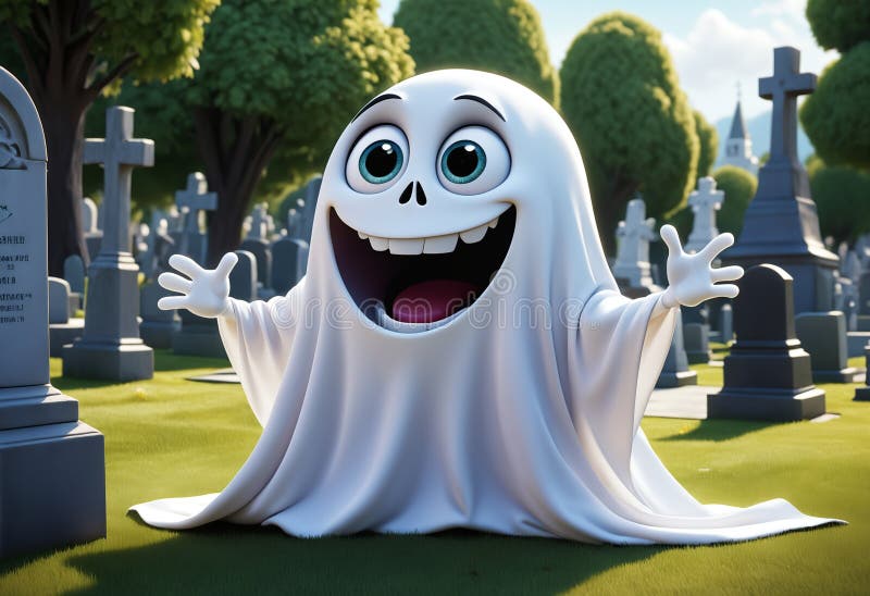 Smiling Ghost with Big Eye and White Sheet Over Its Head. Generative AI ...
