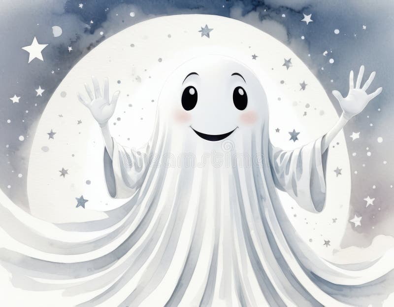 A Smiling Ghost with a Simple and Friendly Design Flies Against the ...
