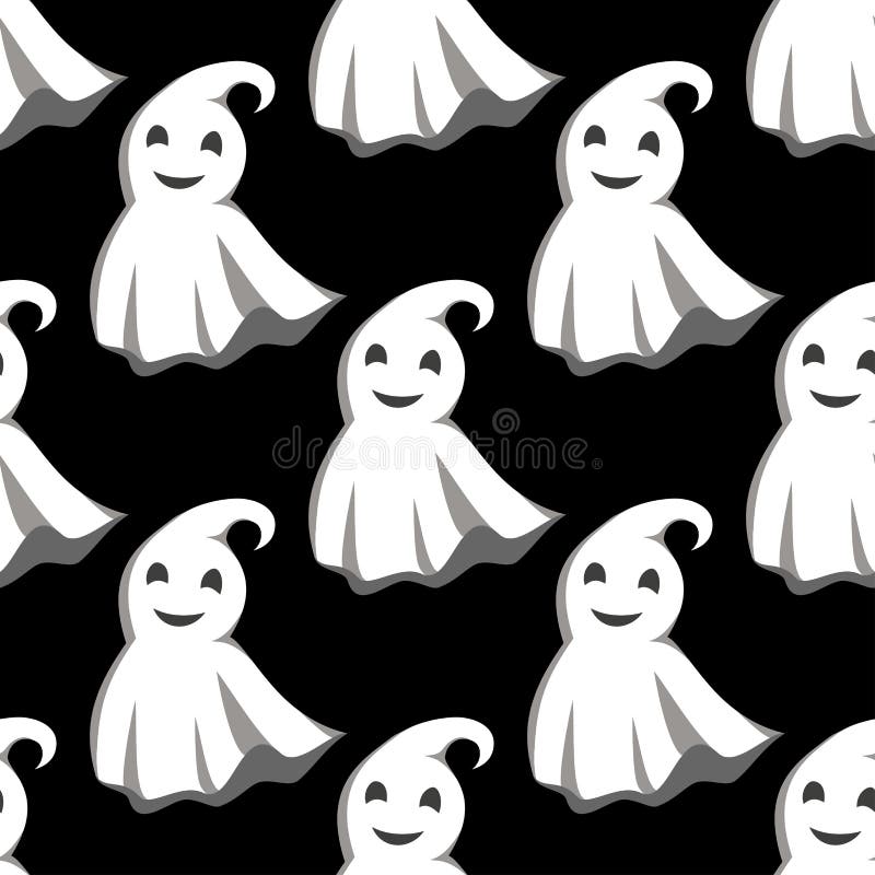 Smiling Ghosts in White Capes Pattern Stock Vector - Illustration of ...