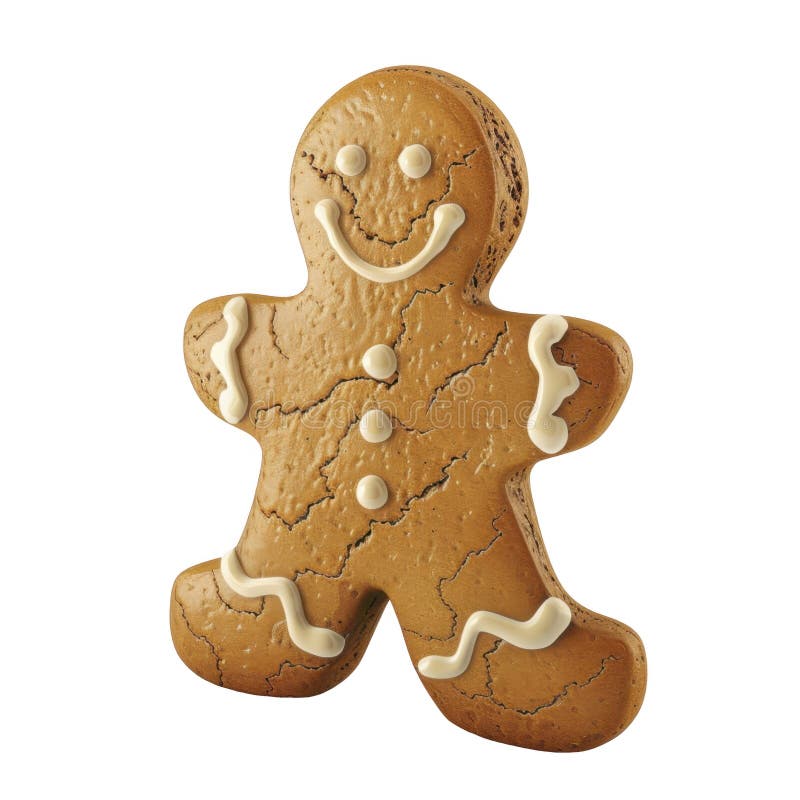 A Smiling Gingerbread Man Cookie Decorated with White Icing Stock Photo ...