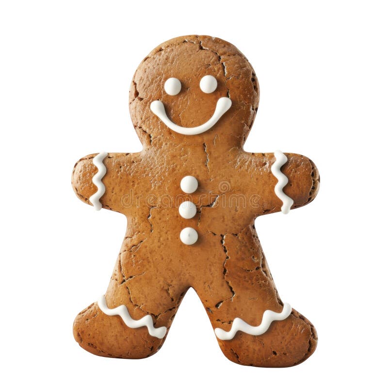 Smiling Gingerbread Man Cookie with White Icing Stock Image ...