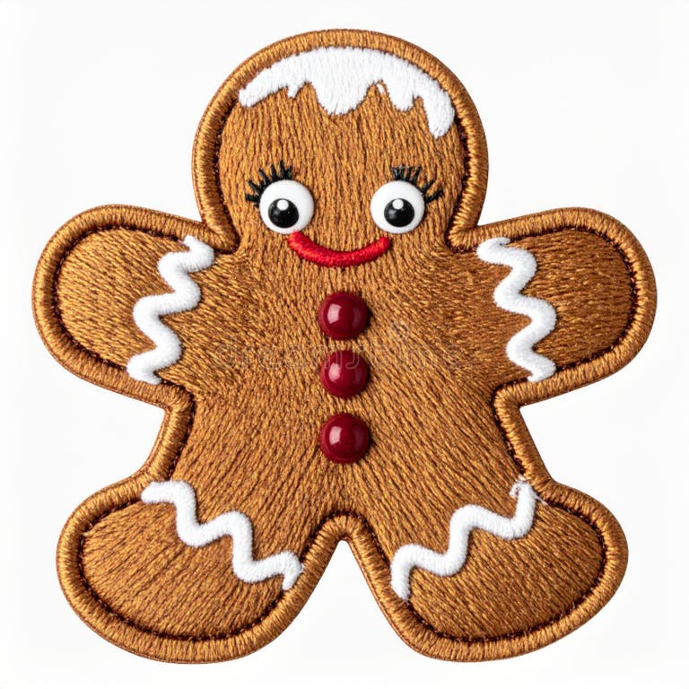 Smiling Gingerbread Man Embroidered Patch Stock Illustration ...
