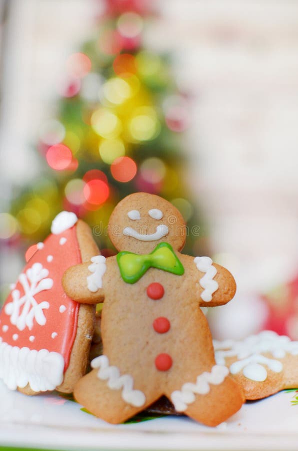 Smiling Gingerbread Man for Santa Stock Photo - Image of blurred, cake ...