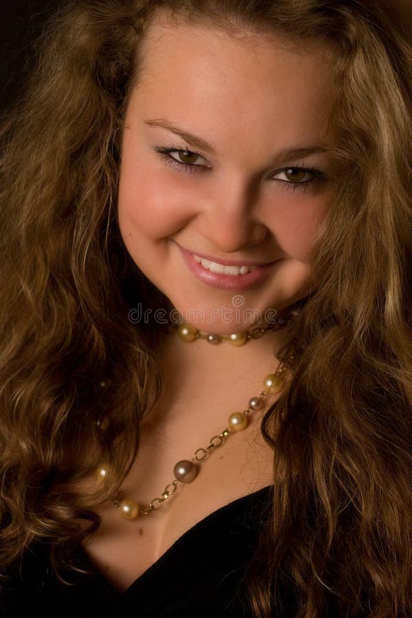 Beautiful Italian Smiling Girl, Long Hair Style Stock Image - Image of ...