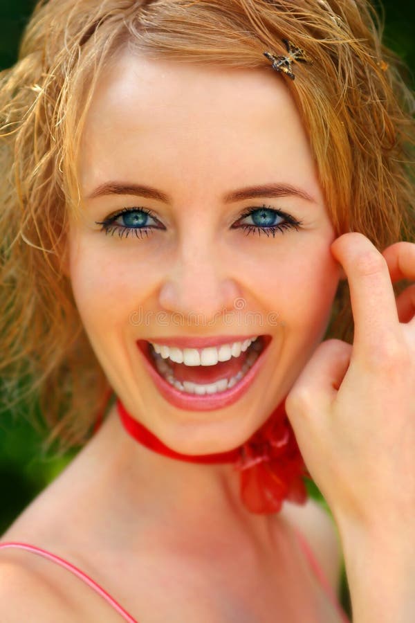 Smiling Girl stock photo. Image of lying, blond, elegance - 1800290