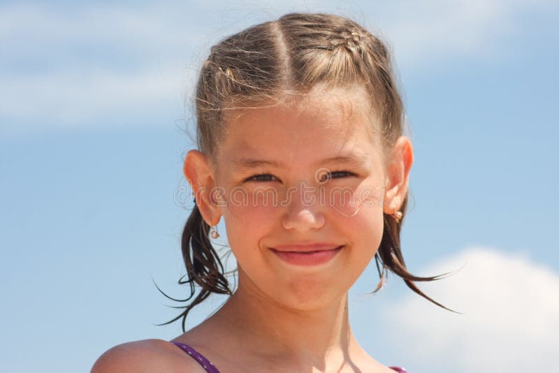 Smiling girl stock photo. Image of blue, cheerful, positive - 18017048