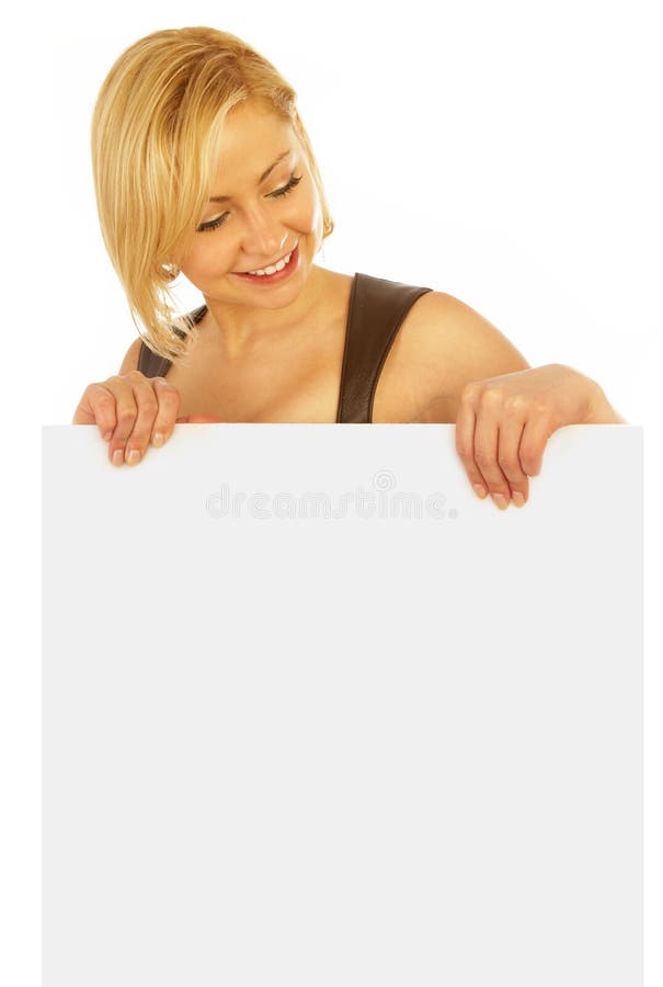 Smiling the Girl with a Banner Stock Image - Image of brown, girls: 7608353