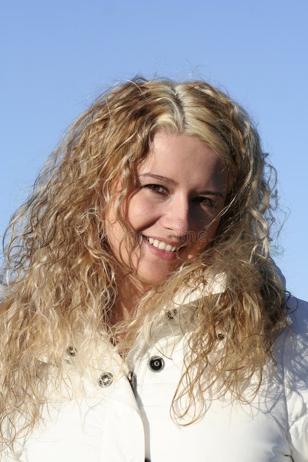 Smiling girl, blue sky stock photo. Image of emotions - 2328742