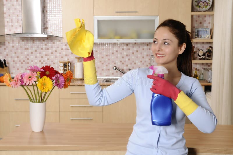 Girl cleaning the house stock photo. Image of grime, cleaner - 18382768
