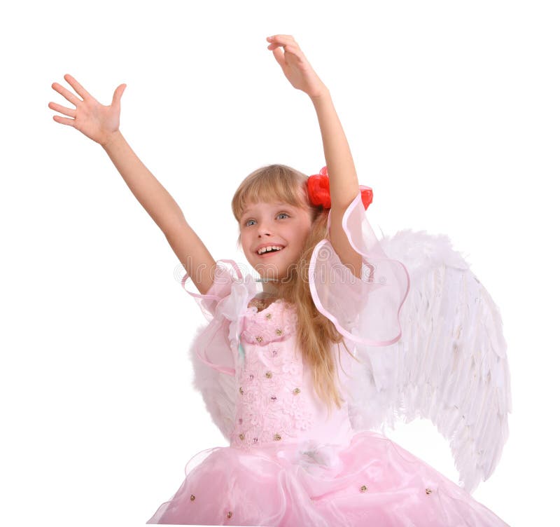 The Smiling Girl in Costume of Angel. Stock Image - Image of easter ...