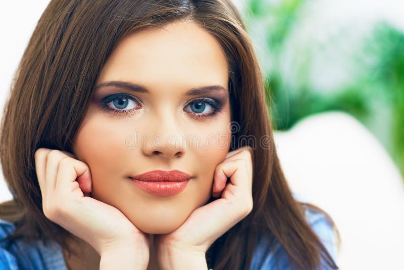 Smiling girl face close up stock image. Image of model - 109239955