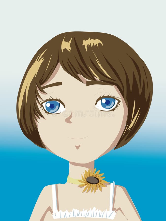 Smiling Girl with a Flower on the Neck Stock Vector - Illustration of ...