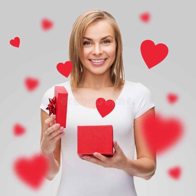Smiling girl with gift box stock photo. Image of holiday - 37706570