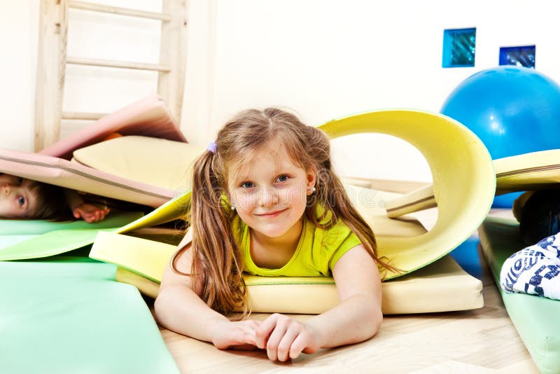 Smiling girl in gym stock image. Image of sport, students - 24339229