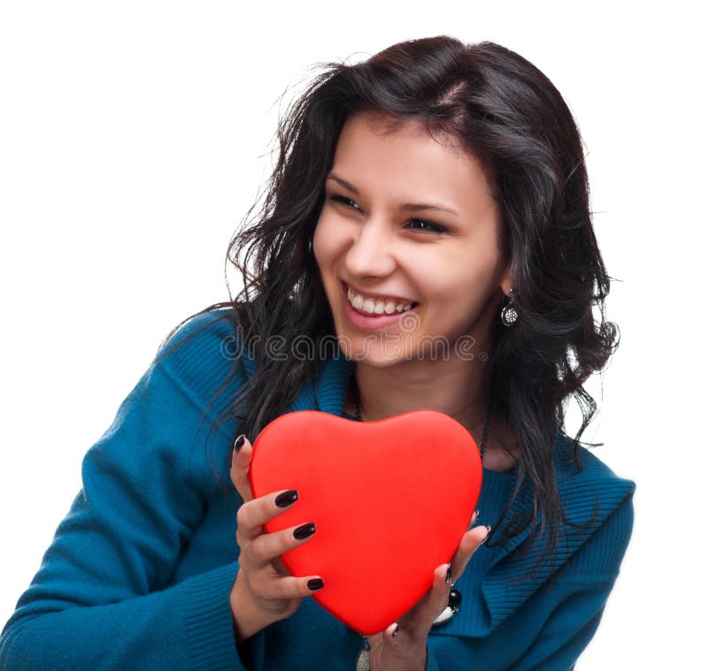Smiling girl with a heart stock image. Image of greeting - 29110839