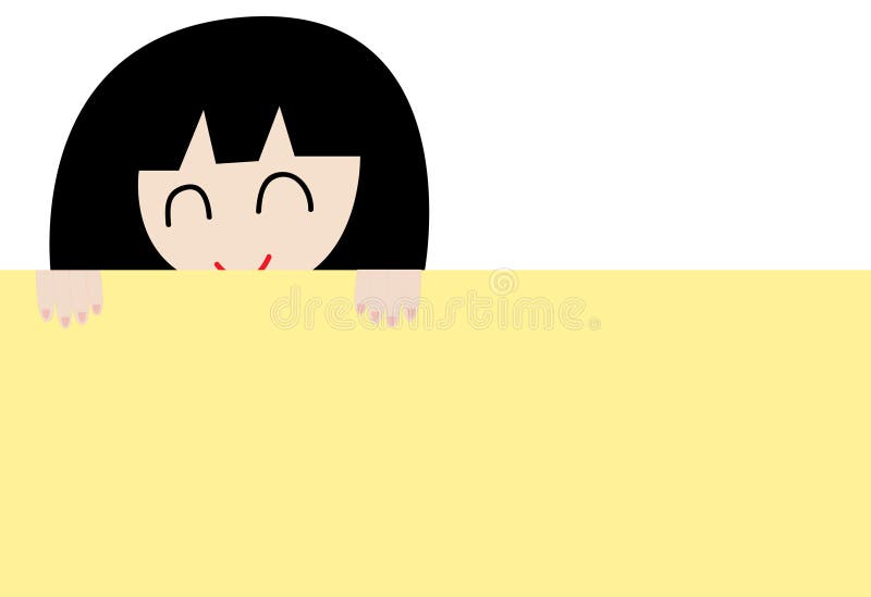 Smiling Girl Holding a Yellow Board Stock Vector - Illustration of ...